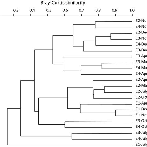 similarity dendrogram grouping samples from the callalli oscollo lentic