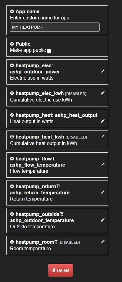 Heatpump App Configuration In Emoncms Getting Started