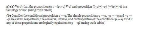 Solved A Verify That The Proposition P Pq Q And Chegg