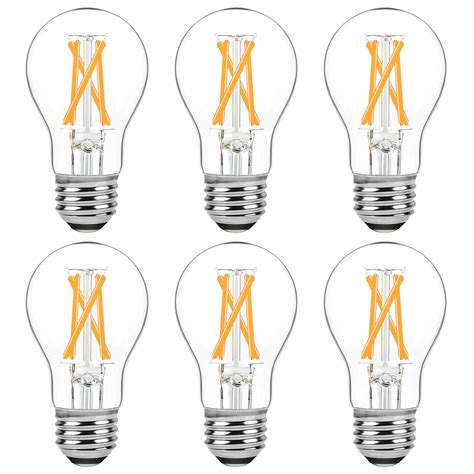 6 Pack Dimmable E26 LED Edison Bulbs 60 Watt Equivalent 6W A15 2700K Warm White 600LM Vintage