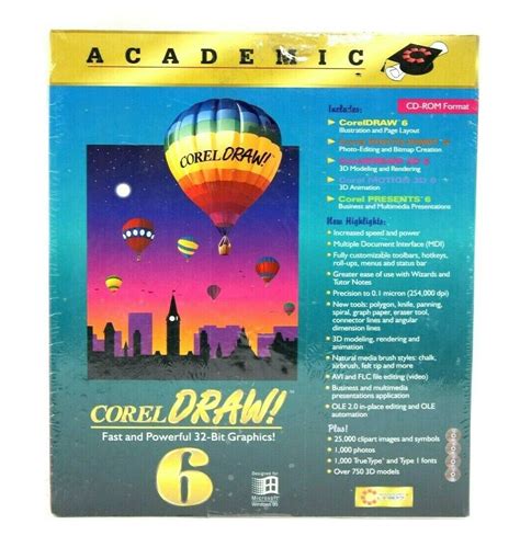 Buy Vintage Microsoft Windows Corel Draw Fast Powerful Bit Graphics New Online At