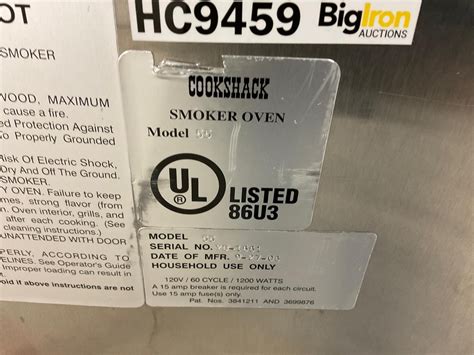 2006 Cookshack Model 55 Smoker Oven Other Bigiron