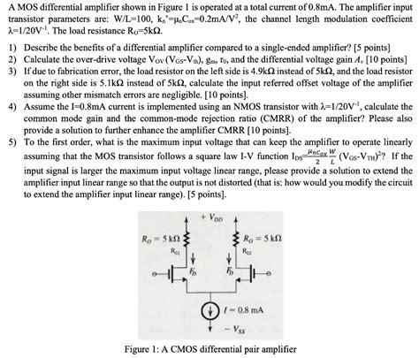 A Mos Differential Amplifier Shown In Figure 1 Is