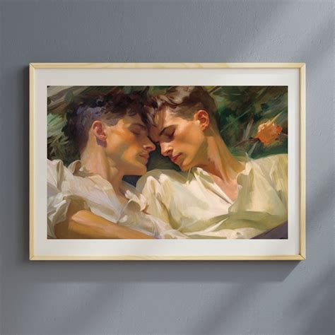 Romantic Gay Wall Art Shadows In The Grass Matte Square Poster