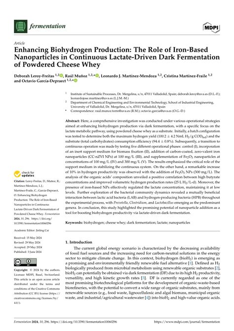 Pdf Enhancing Biohydrogen Production The Role Of Iron Based Nanoparticles In Continuous