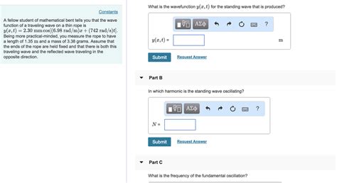 Solved What Is The Wavefunction Y X T For The Standing Wave