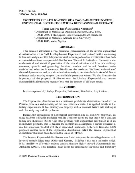 Pdf Properties And Applications Of A Two Parameter Inverse