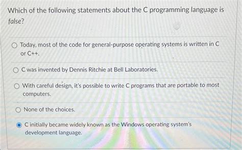 solved which of the following statements about the c
