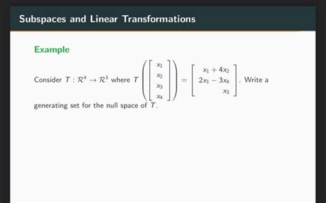 Solved Subspaces And Linear Transformations Example X1 X2