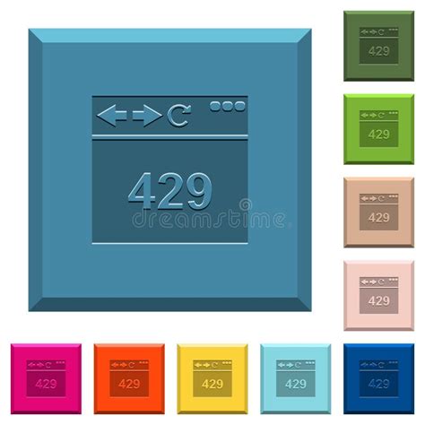 browser 429 too many requests engraved icons on edged square buttons