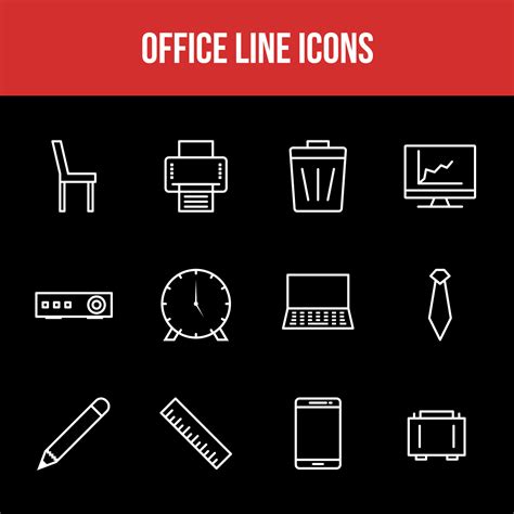 Unique Office Line Icon Set 17529771 Vector Art At Vecteezy