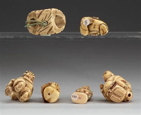 Netsukes Sex Stycken Elfenben Och Ben Japan Meiji Bukowskis