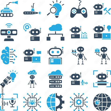 artificial intelligence icons set artificial intelligence vector icons