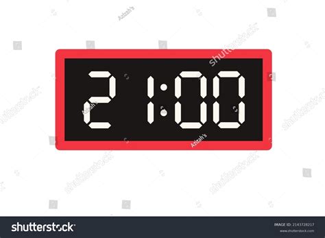 Vector Flat Illustration Digital Clock Displaying Stock Vector Royalty Free 2143728217