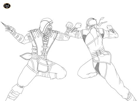 Mortal Kombat Sub Zero Vs Scorpion Drawing
