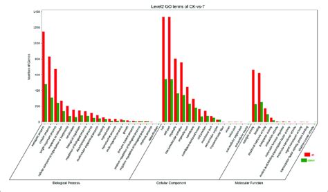 gene ontology go classifications of the degs between ck and t