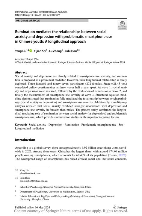 Rumination Mediates The Relationships Between Social Anxiety And