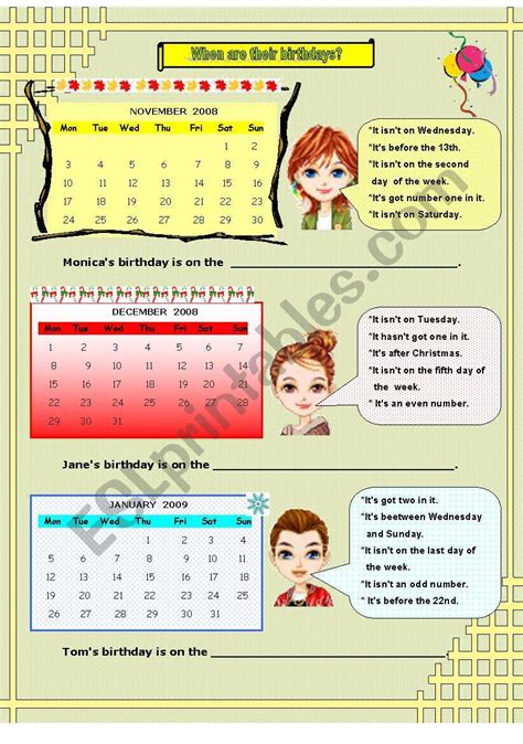 DATE PUZZLE ESL Worksheet By Bubika