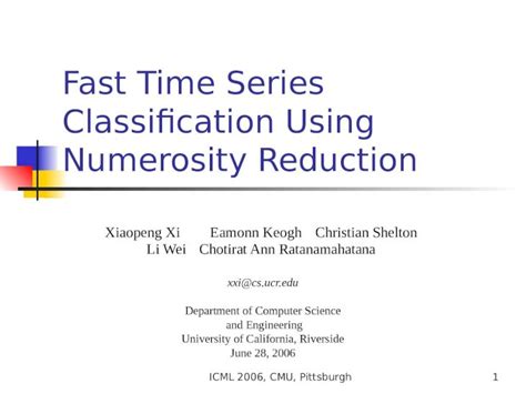 Ppt Fast Time Series Classification Using Numerosity Reduction