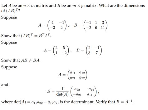 Solved Let A Be An N X M Matrix And B Be An M X P Matrix