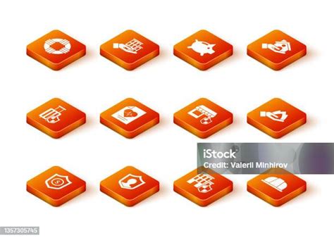 달러 생명 보험 방패 여행 가방 건강 집 쇼핑 건물 노동자 안전 헬멧 및 손 들고 화재 아이콘으로 방패를 설정합니다 벡터 3차원 형태에 대한 스톡 벡터 아트 및 기타 이미지