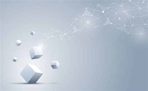 추상적인 기하학적 3d 큐브 연결 다각형 점 들과 라인을 연결 과학 및 기술 배경입니다 큰 데이터와 인터넷입니다 추상적인