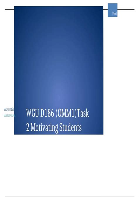 WGU D OMM Task Motivating Babes Latest With Complete Solution WGU D Stuvia US