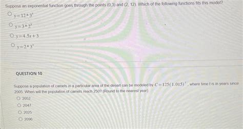 Solved Suppose An Exponential Function Goes Through The