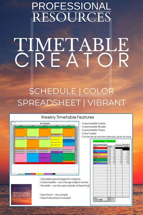 Teacher Timetable Maker Schedule Generator Visual Editable