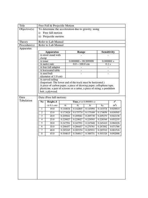 Experiment 2 Lab Report Guidance Pdf Motion Physics Applied And