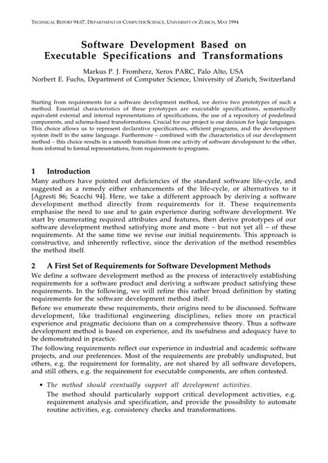 Pdf Software Development Based On Executable Specifications And