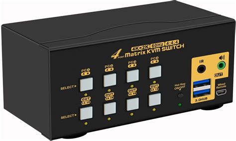 4 Port USB HDMI Kvm Matrix 4X2 Dual Monitor 4K 60Hz Hdr Switch Splitter 4 In 2 Out HDMI 2 0