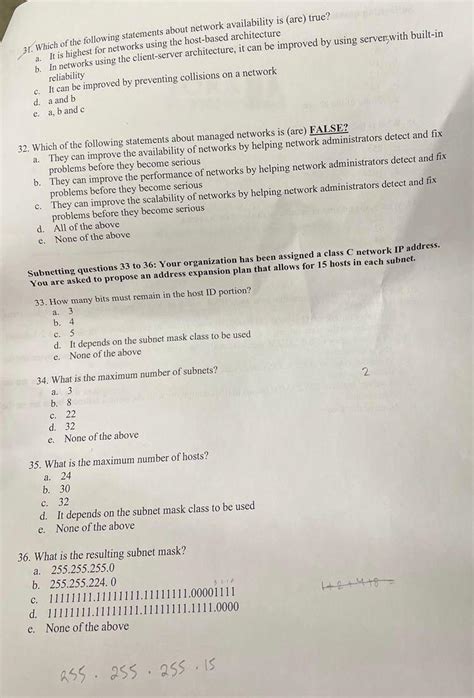 Solved Subnetting Questions 37 To 39 Consider A Class B