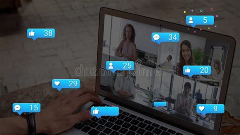 Animation Of Social Media Icons And Numbers Over Stock Video Video Of Internet Sign 251488799