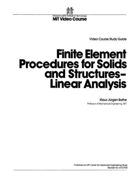 finite element procedures for solids and structures linear analysis