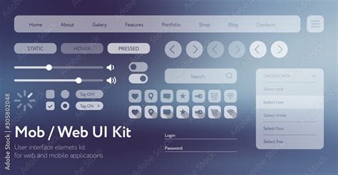 basic user interface template with responsive design tools and buttons
