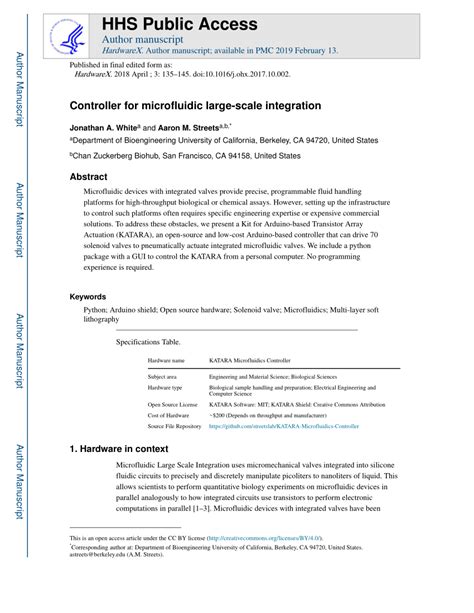 Pdf Controller For Microfluidic Large Scale Integration