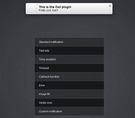 Owl jQuery信息提示层插件 jQuery弹出浮动层通知插件