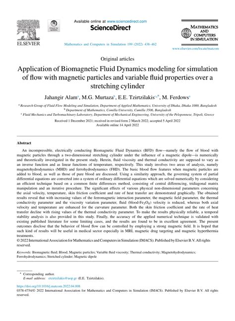 Pdf Application Of Biomagnetic Fluid Dynamics Modeling For Simulation Of Flow With Magnetic