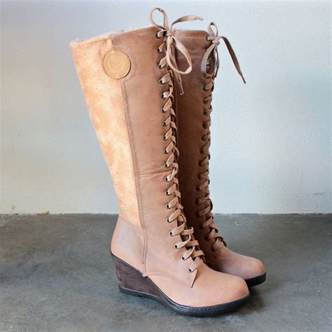 Lace Up Front Wedge Boots In Khaki Trendy Lace Up Wedge Boots For