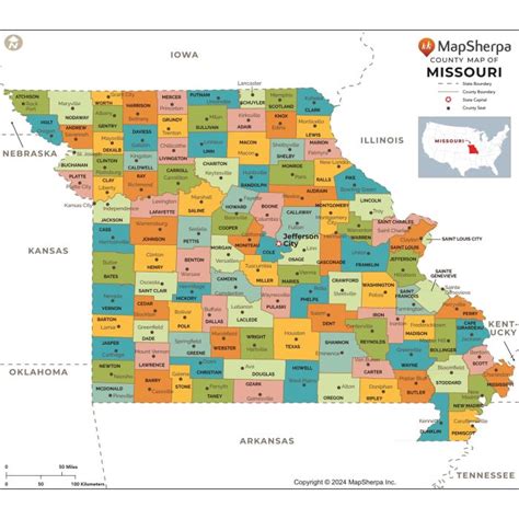 Missouri Counties Map Large Stanfords