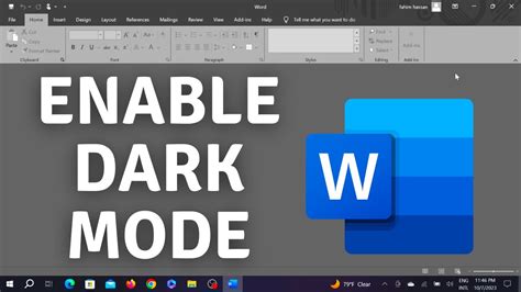 How To Enable Dark Mode In Microsoft Word Ms Word Dark Mode Youtube