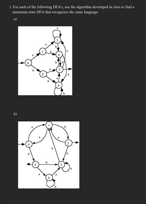 Solved 1 For Each Of The Following Dfas Use The Algorithm