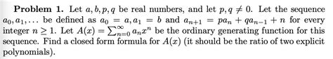 Solved Problem 1 Let A B P Q Be Real Numbers And Let Chegg Com