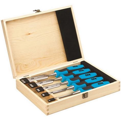 Ox Pro Piece Wood Chisel Set Supplied In Wooden Box Anglia Tool Centre