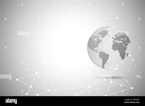 Abstract World Map Global Network Connection Circle Point And Line