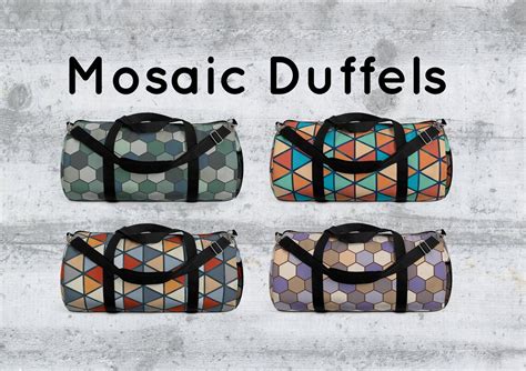 Geometric Mosaic Tile Duffel Bag Minimalist Unisex Duffle Sport And