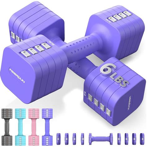 Feierdun 5 In 1 Adjustable Dumbbell Set Of 2 12lbs20lbs Hand Weights