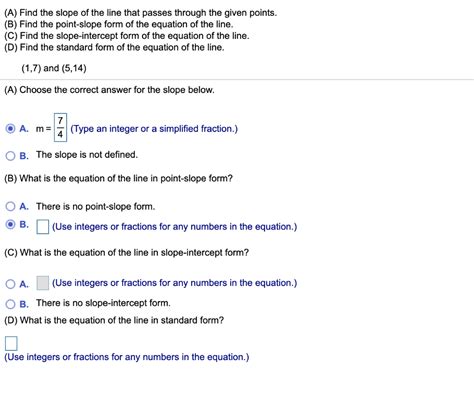 Solved A Find The Slope Of The Line That Passes Through