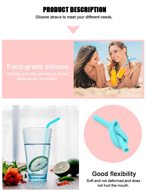 Collapsible Bendable Reusable Silicone Drinking Straws